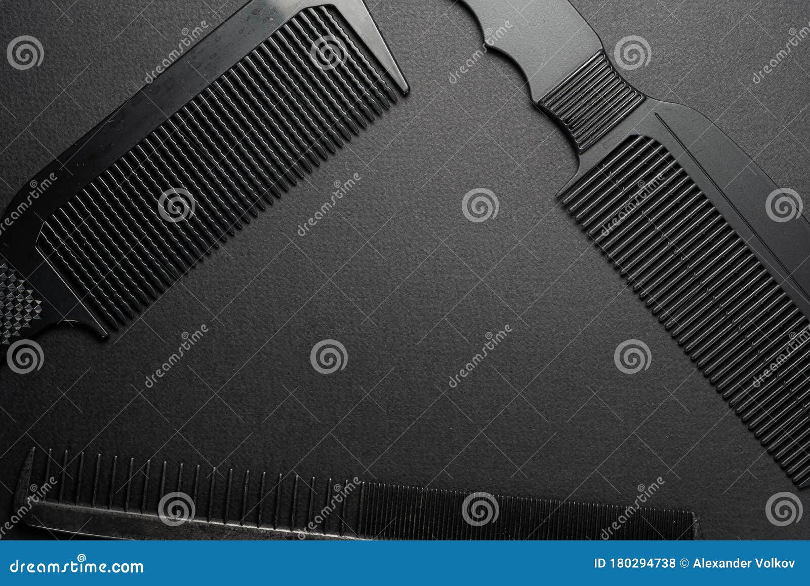 On a Black Surface are Old Barber Tools. Barber Tools. Three Comb ...