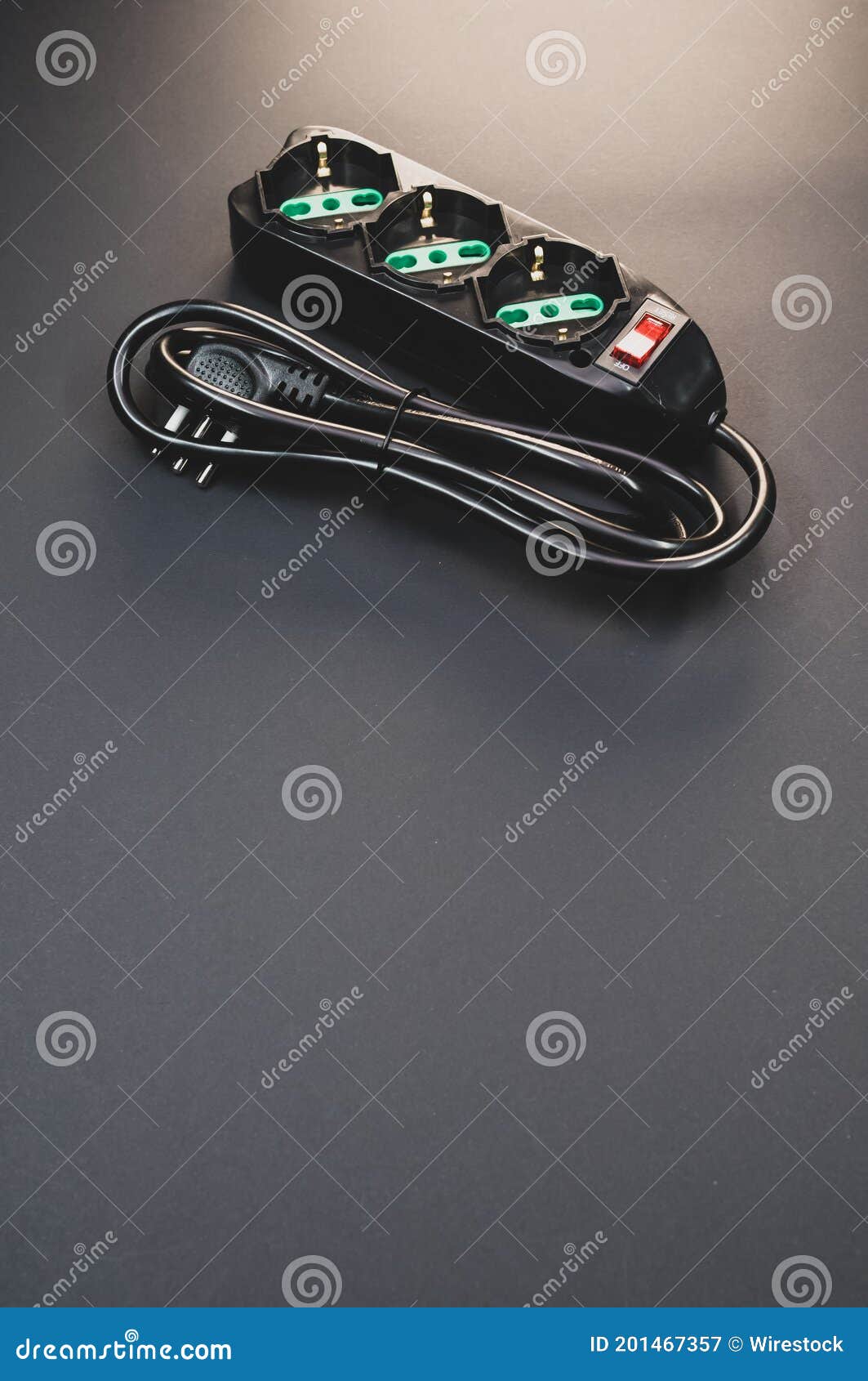 Black Surge Protector on a Black Background Stock Image - Image of ...