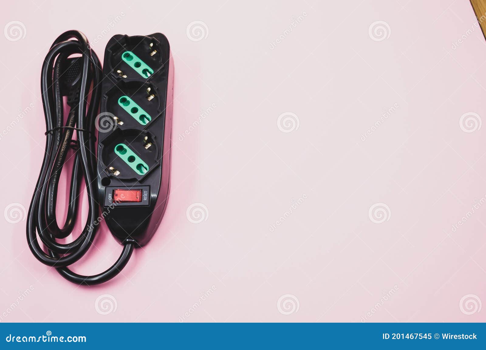 Black Surge Protector on a Light Pink Background Stock Image - Image of ...