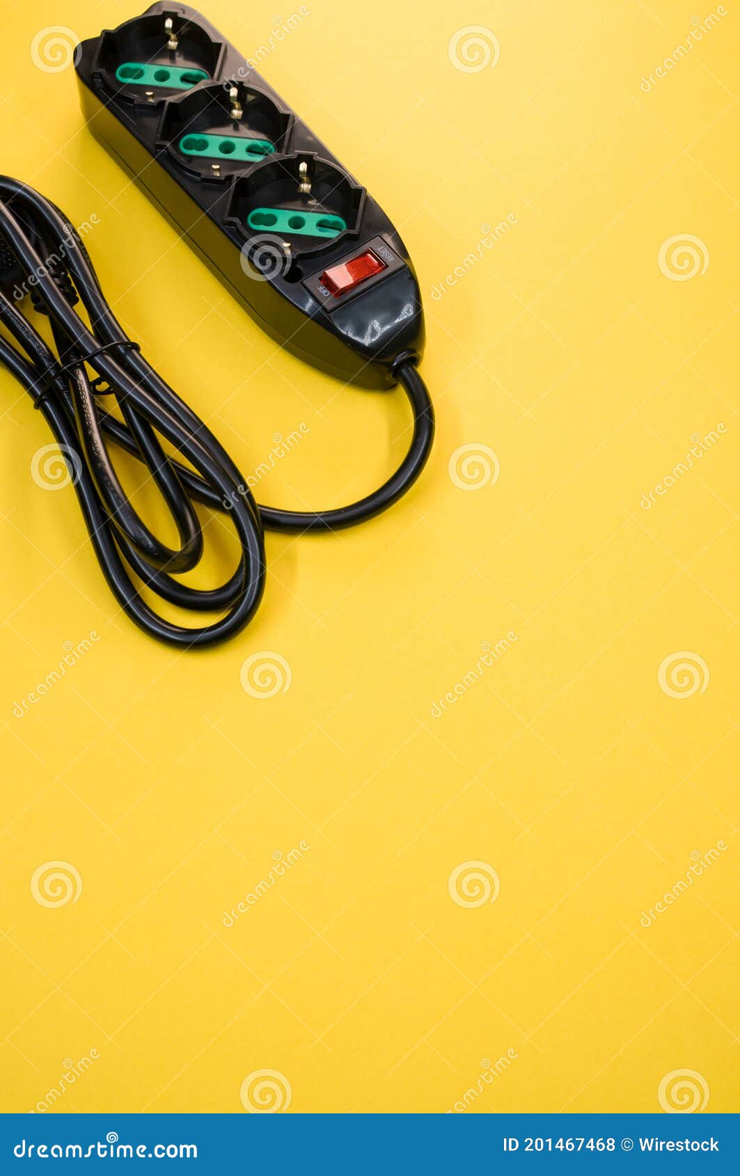 Black Surge Protector on a Yellow Background Stock Photo - Image of ...