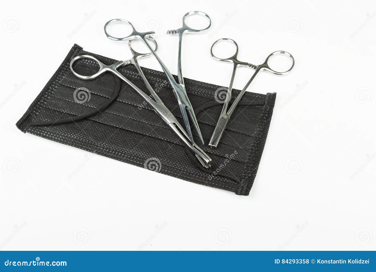 Black Surgical Mask and Forceps. Stock Photo - Image of hygiene ...