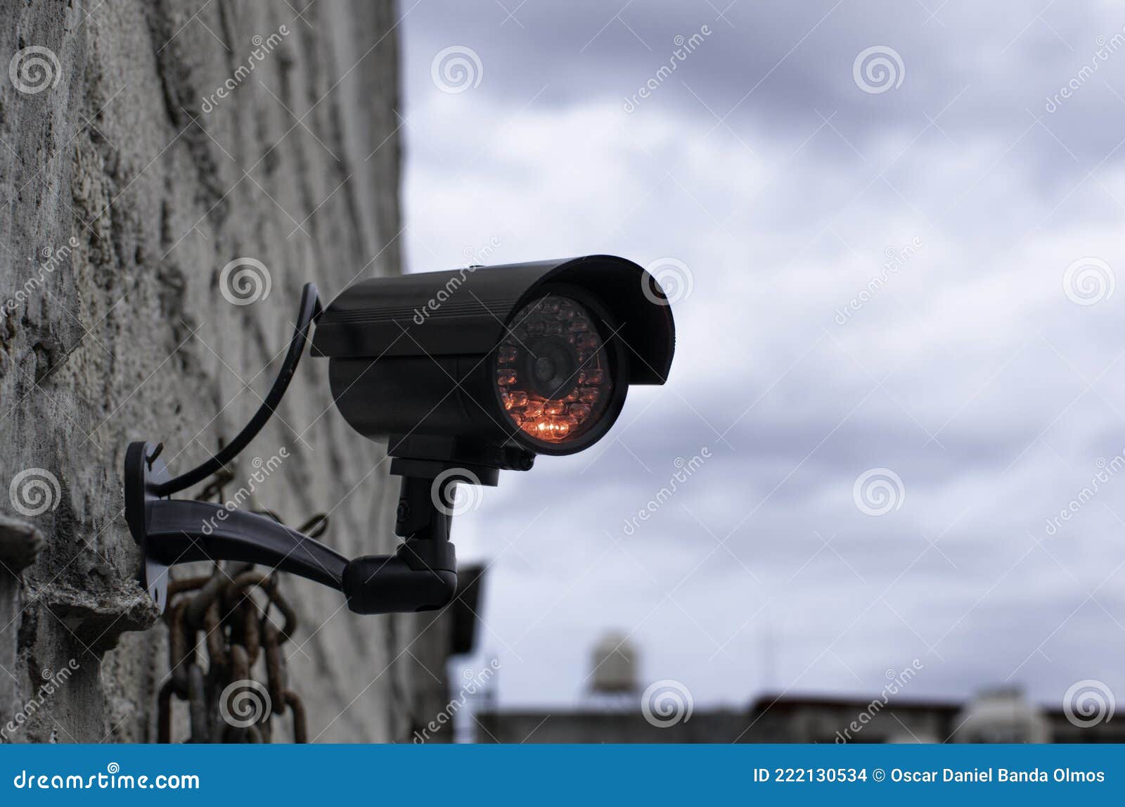 Surveillance Camera Installed Outdoors and in Operation Stock Photo ...