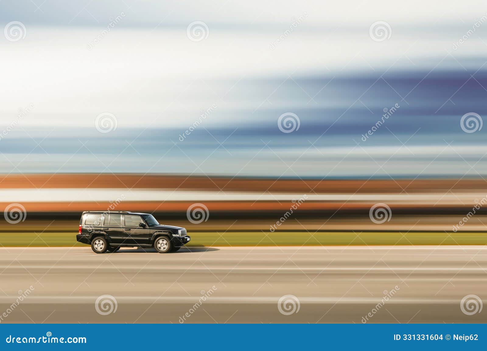 Black SUV. a Fast Moving Black Car with a Speed Blur Background Stock ...