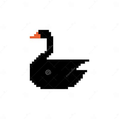 Black Swan Pixel Art. 8 Bit Pixelated Vector Illustration Stock Vector ...