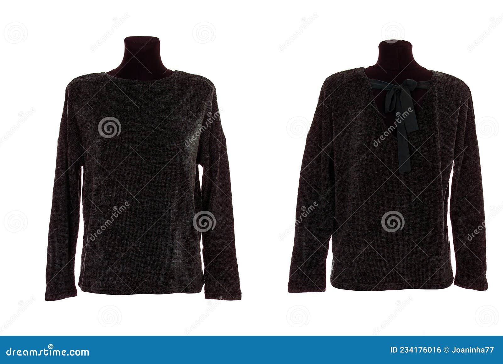 Black Sweater Isolated on White, Front and Back View Stock Photo ...