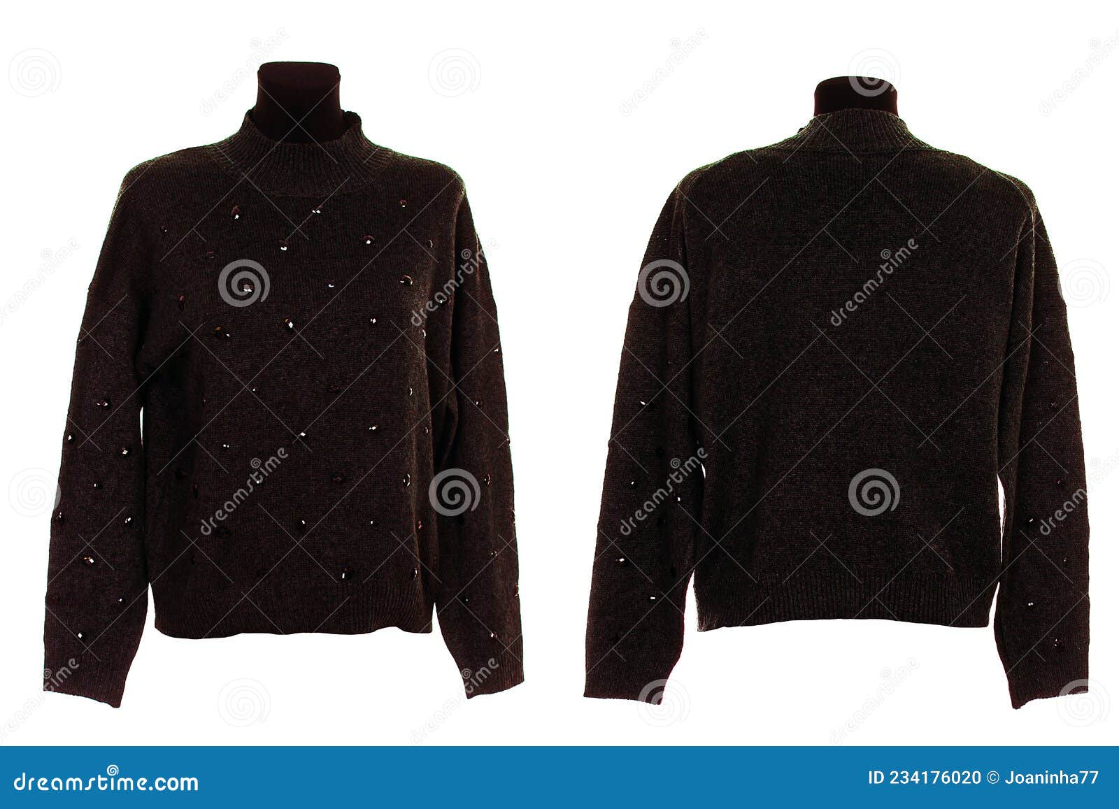 Black Sweater Isolated on White Front and Back View Stock Photo - Image ...