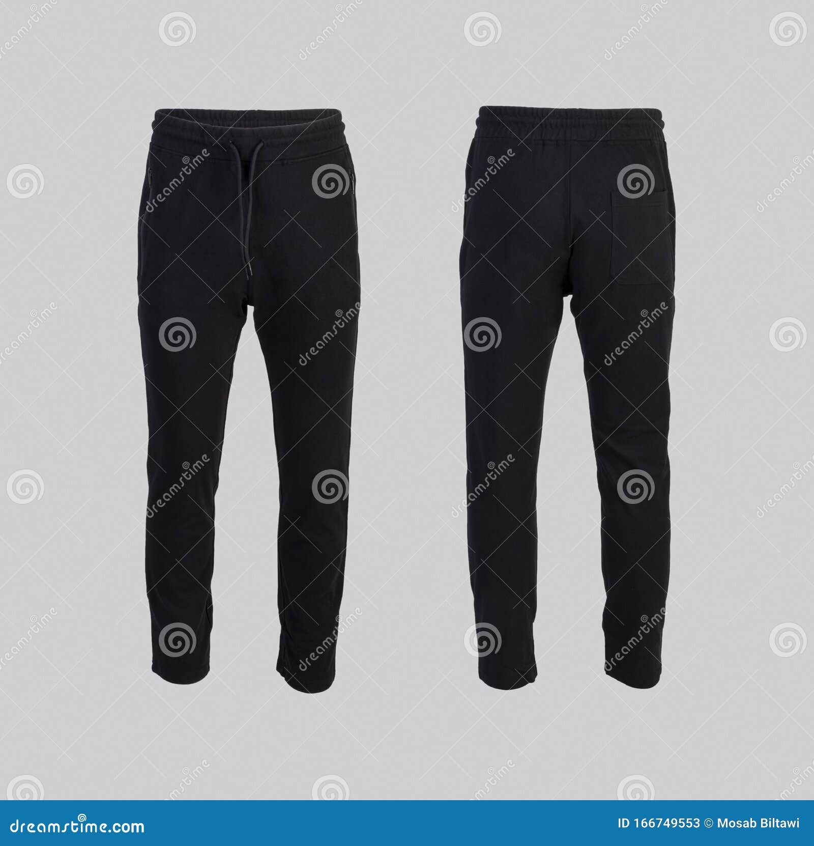 Black Sweatpants Front And Back View Isolated Stock Photo ...