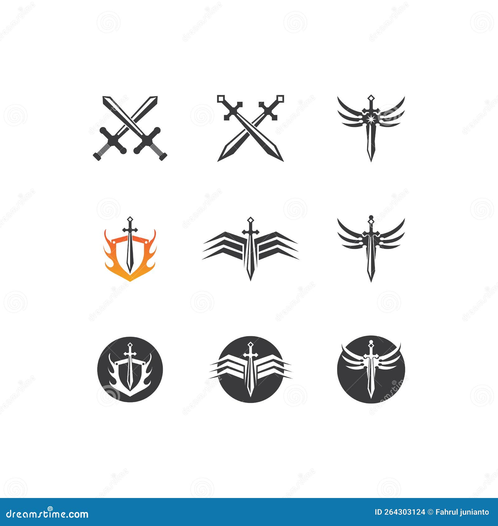Black Sword War Defend Logo Vector Illustration Stock Illustration ...