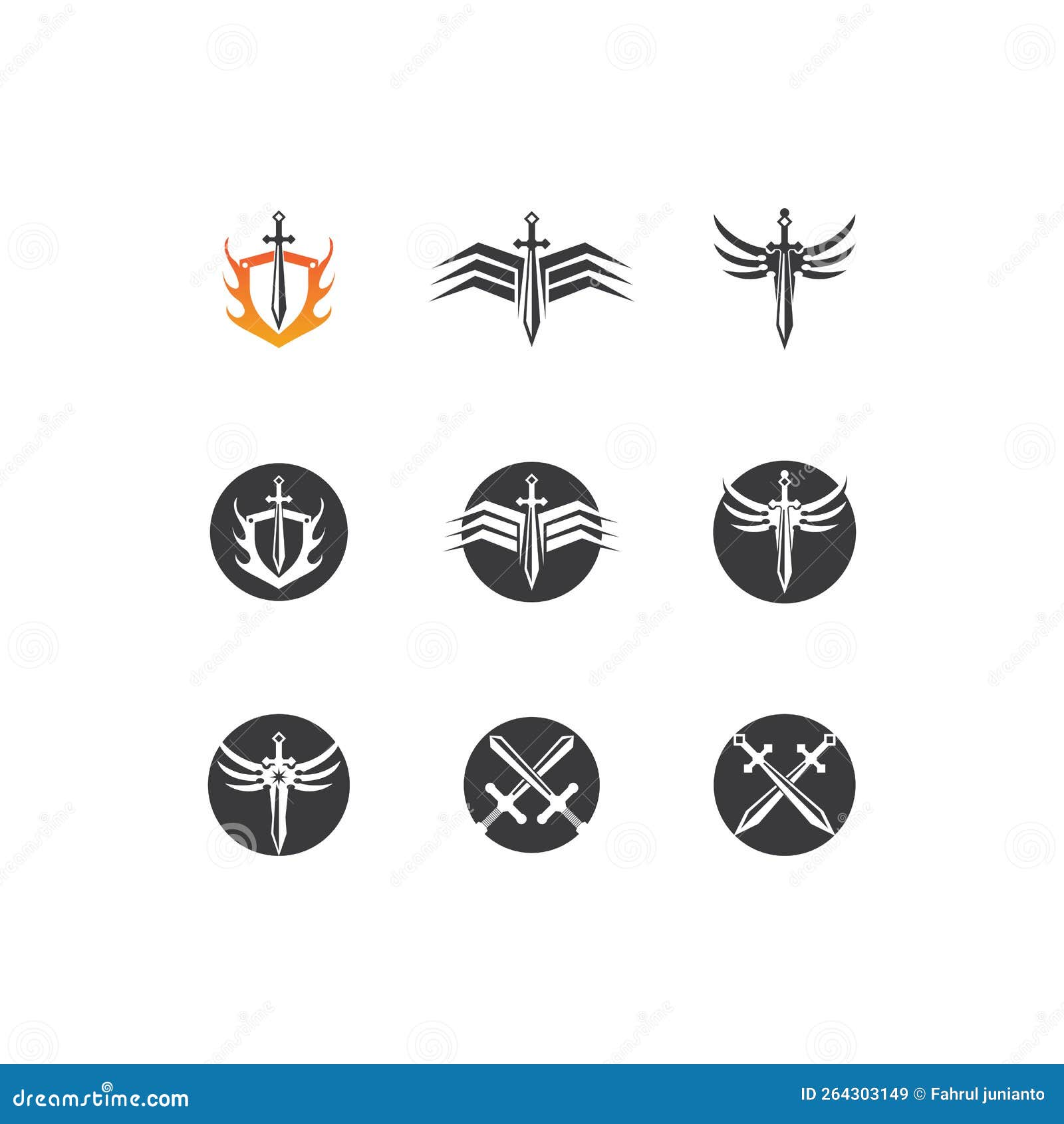 Black Sword War Defend Logo Vector Illustration Stock Illustration ...