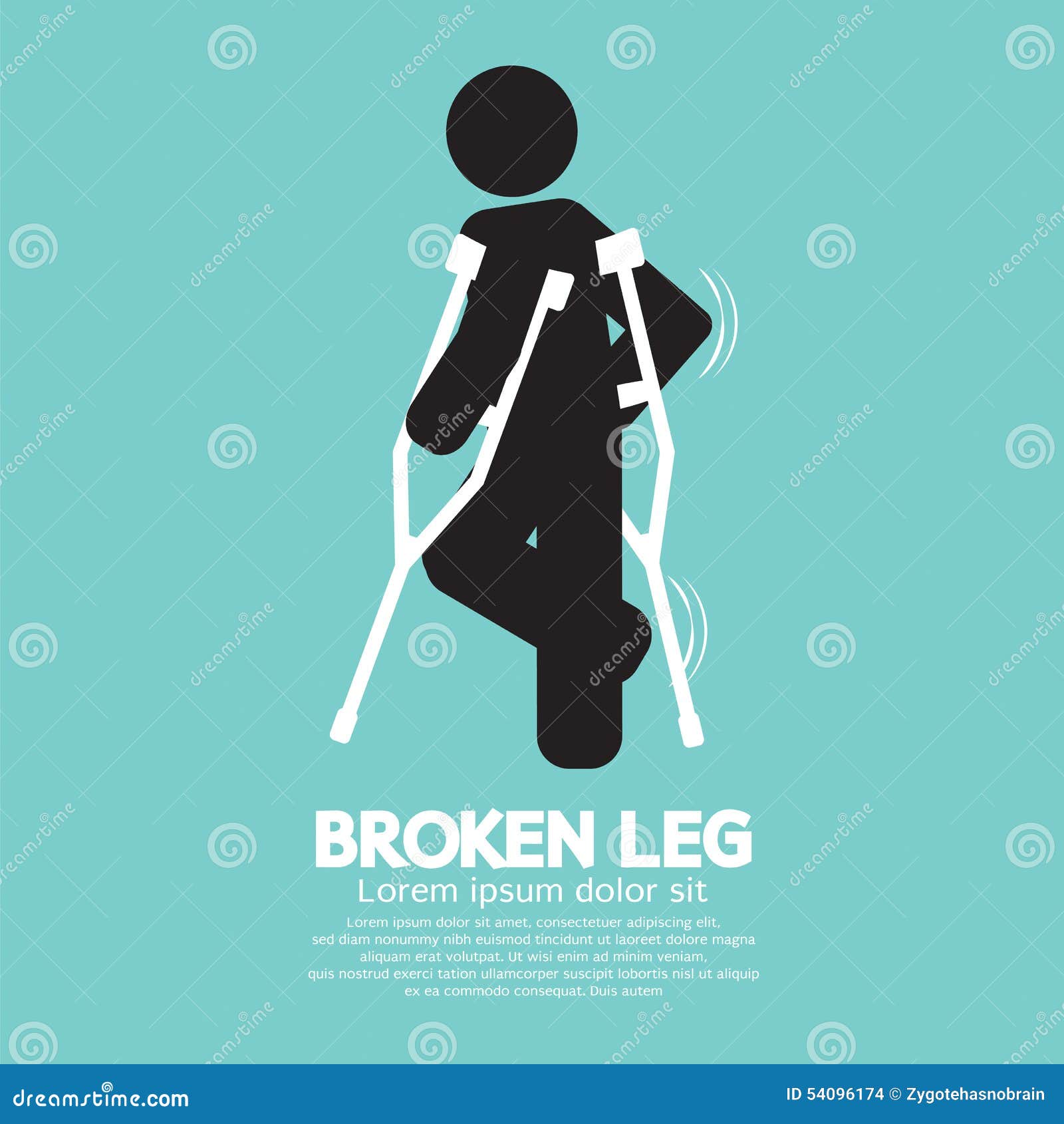 Black Symbol Broken Leg stock vector. Illustration of hospital - 54096174