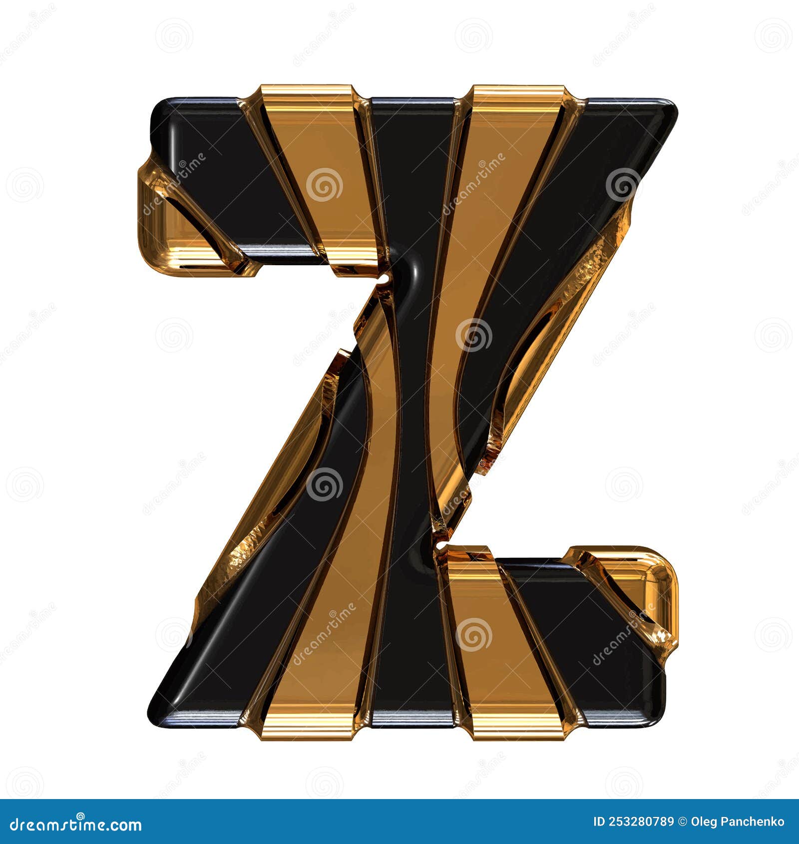 Black Symbol with Gold Vertical Straps. Letter Z Stock Vector ...