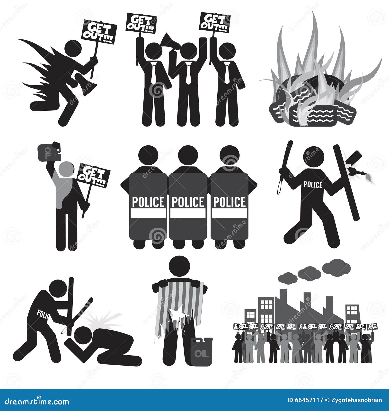 Black Symbol Protest Icon Set. Stock Vector - Illustration of action ...