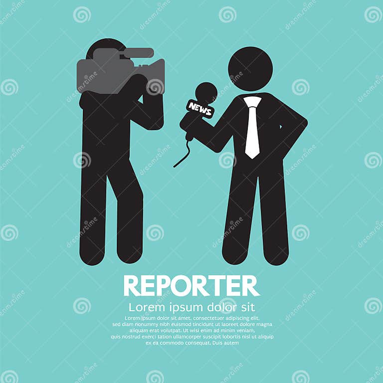 Black Symbol Reporter. stock vector. Illustration of reporting - 55489420