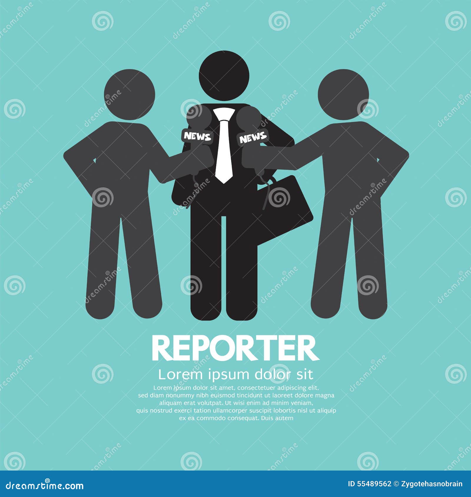 Black Symbol Reporter. stock vector. Illustration of press - 55489562