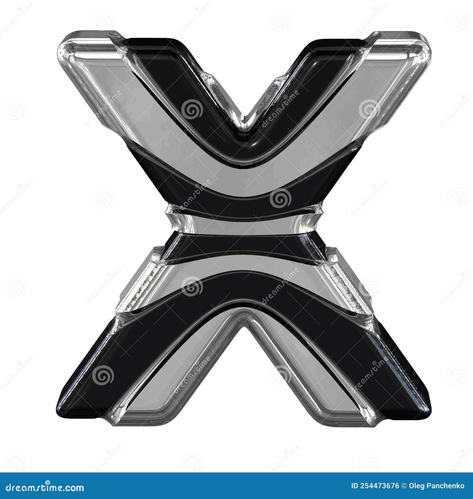 Black Symbol with Silver Straps. Letter X Stock Vector - Illustration ...