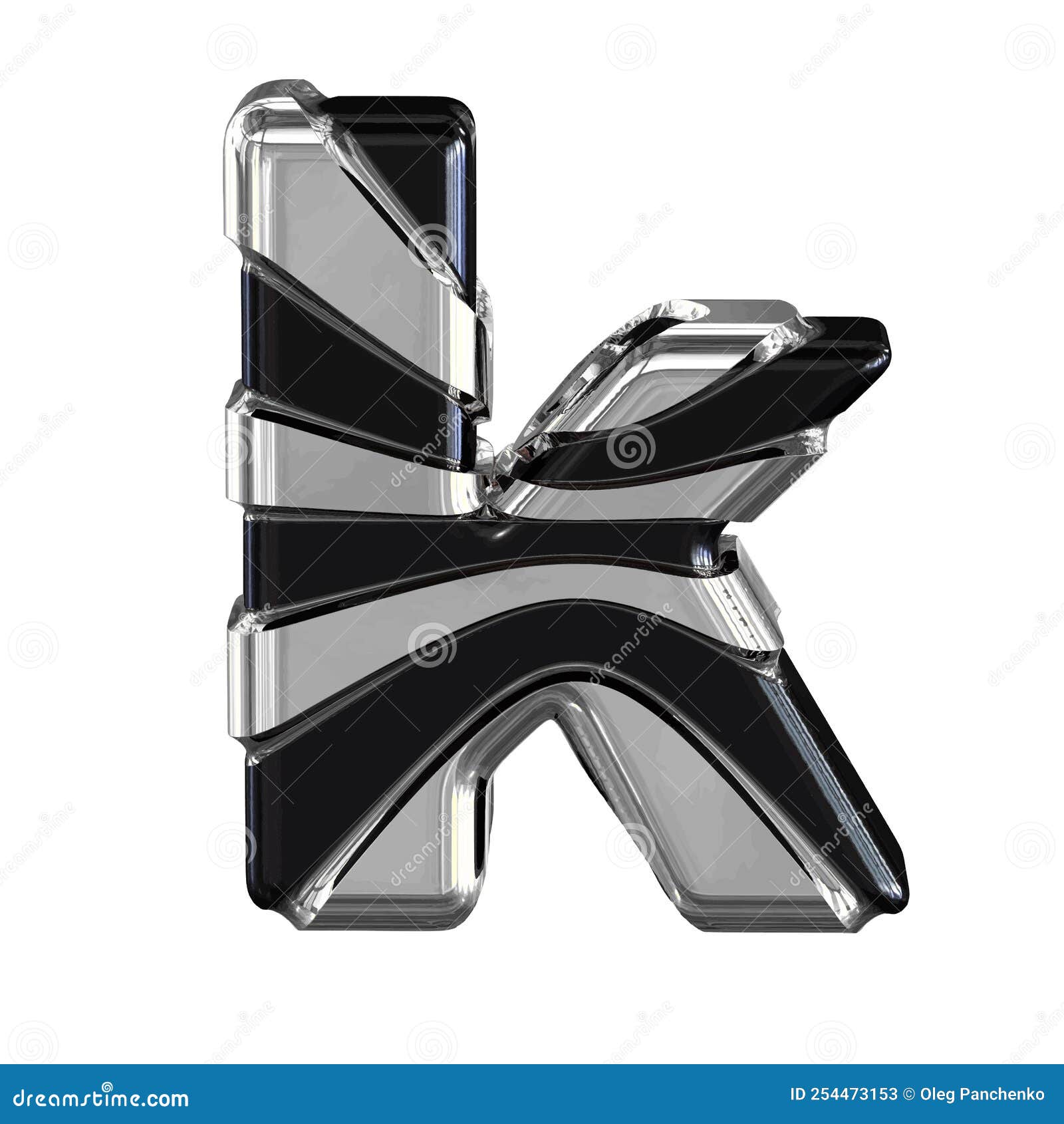 Black Symbol with Silver Straps. Letter K Stock Vector - Illustration ...