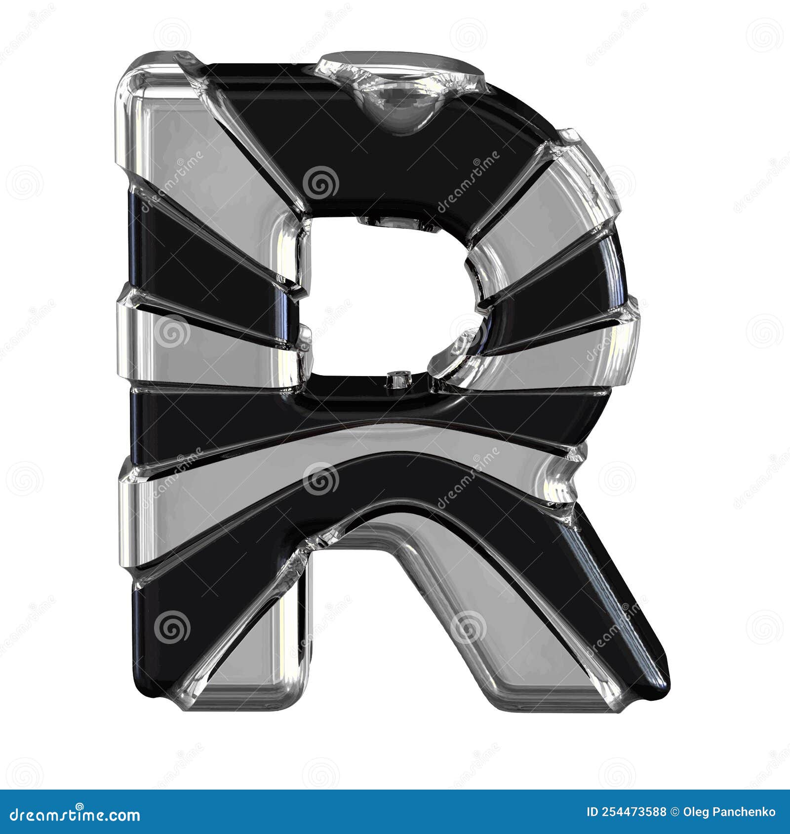 Black Symbol with Silver Straps. Letter R Stock Vector - Illustration ...