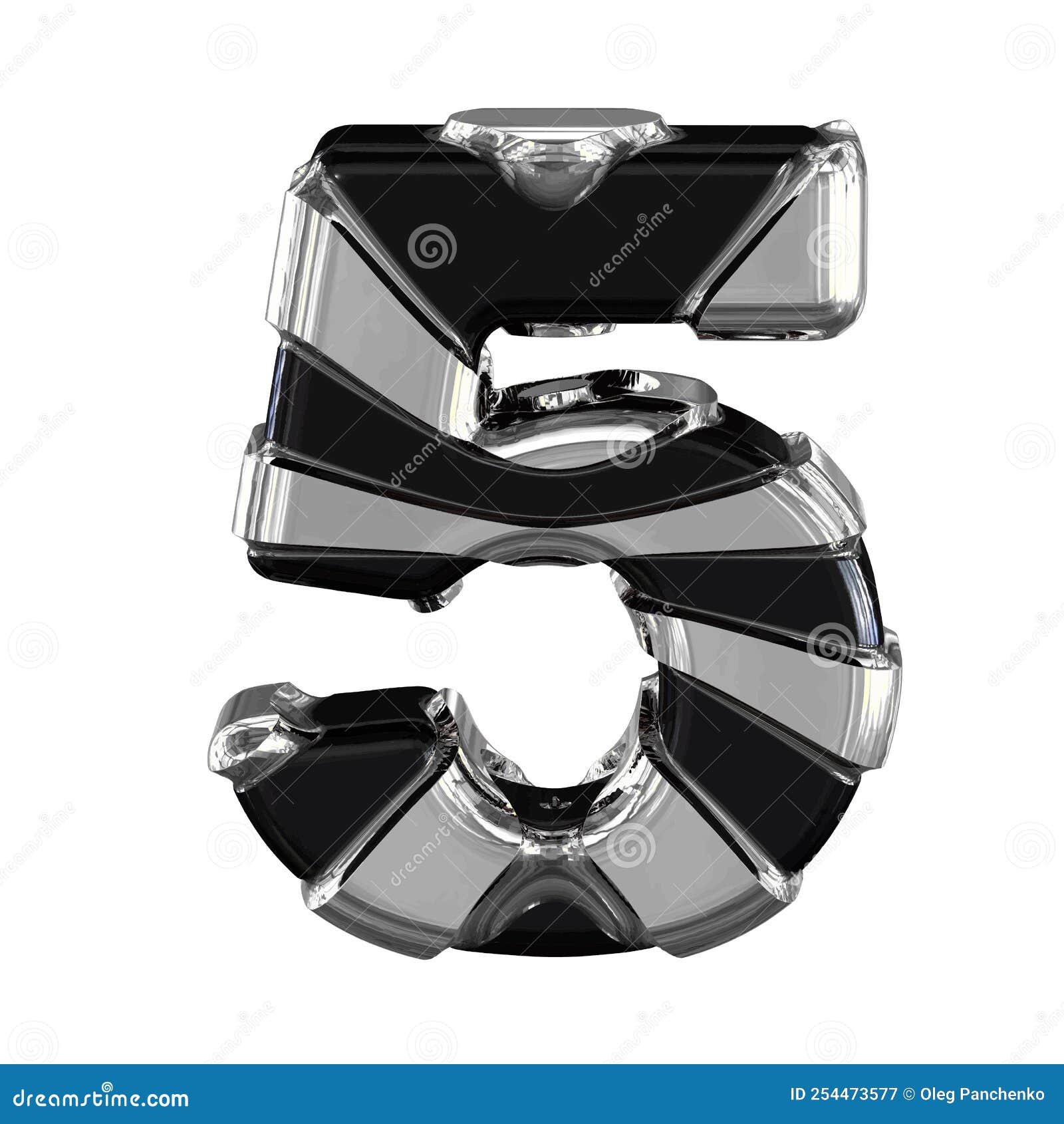 Black Symbol with Silver Straps. Number 5 Stock Vector - Illustration ...