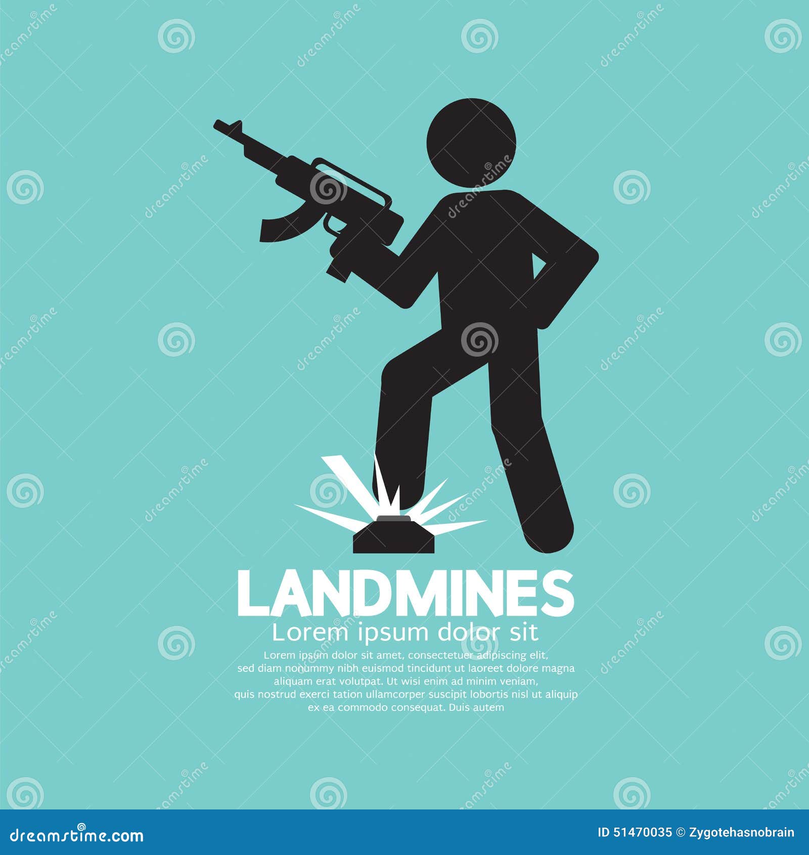 Black Symbol of a Soldier Step on Landmines Stock Vector - Illustration ...