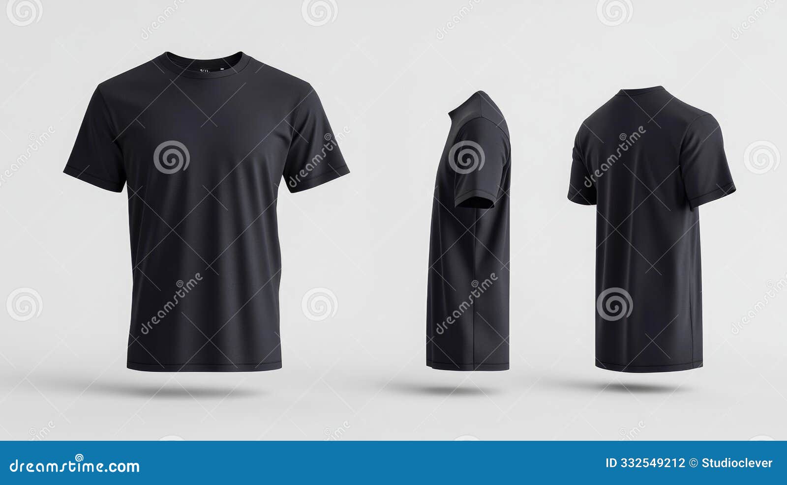 Black T-Shirt Front Side and Back View Generative AI Stock Illustration ...