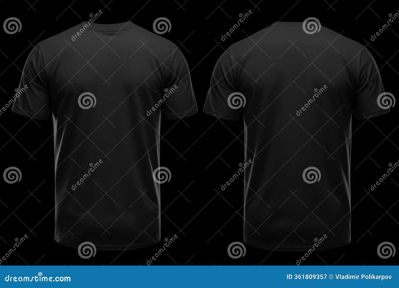 Black T-shirt Shown from the Back and Side Angles. Suitable for ...
