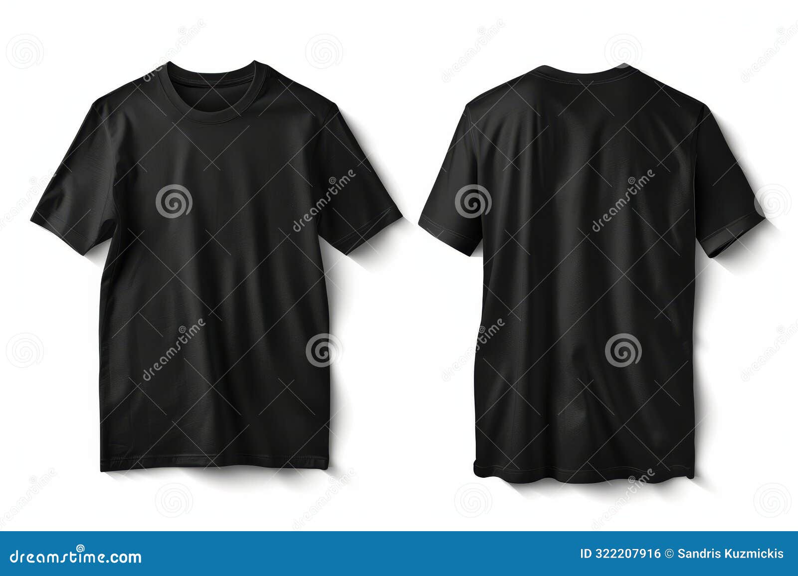 Black T-shirt Template Showing the Front and Back Views. Generative AI ...