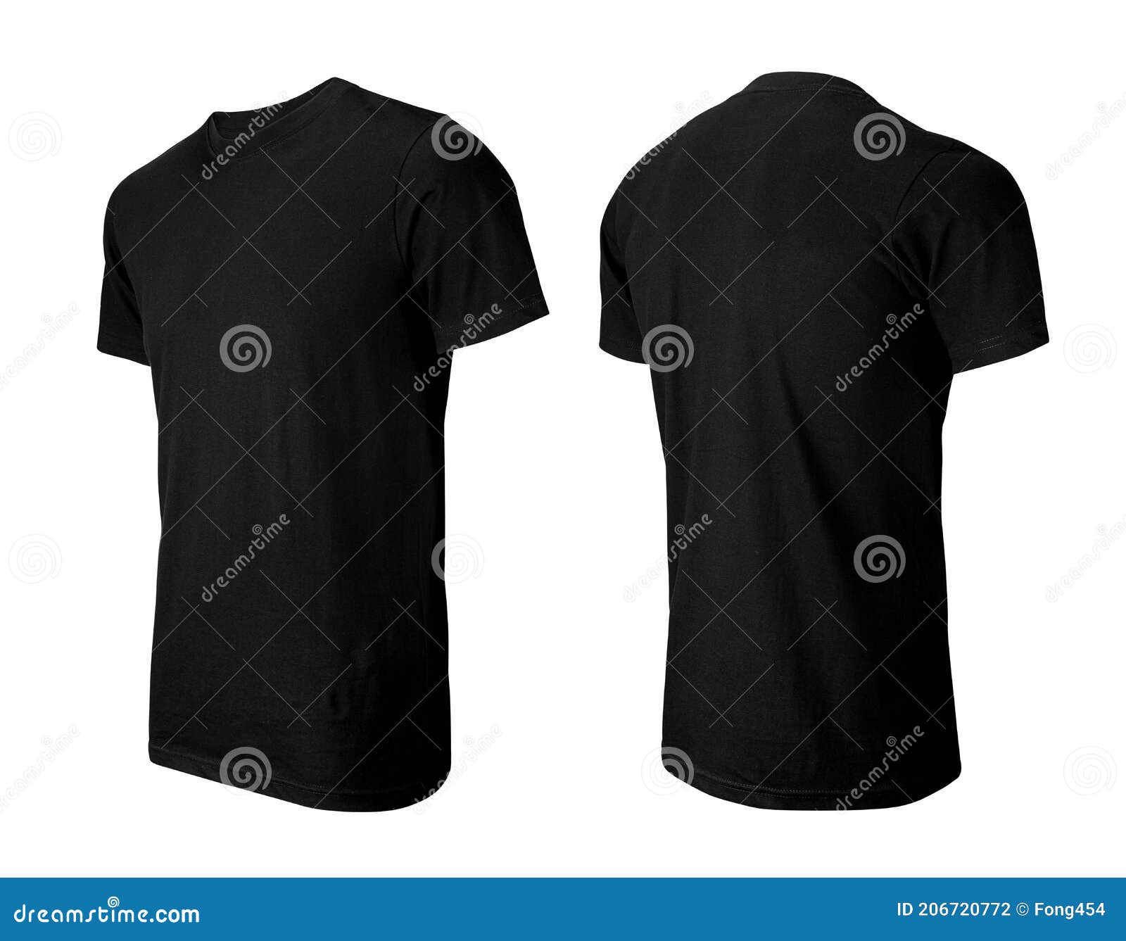 Black T-shirts Front and Perspective View Isolated on White Stock Photo ...