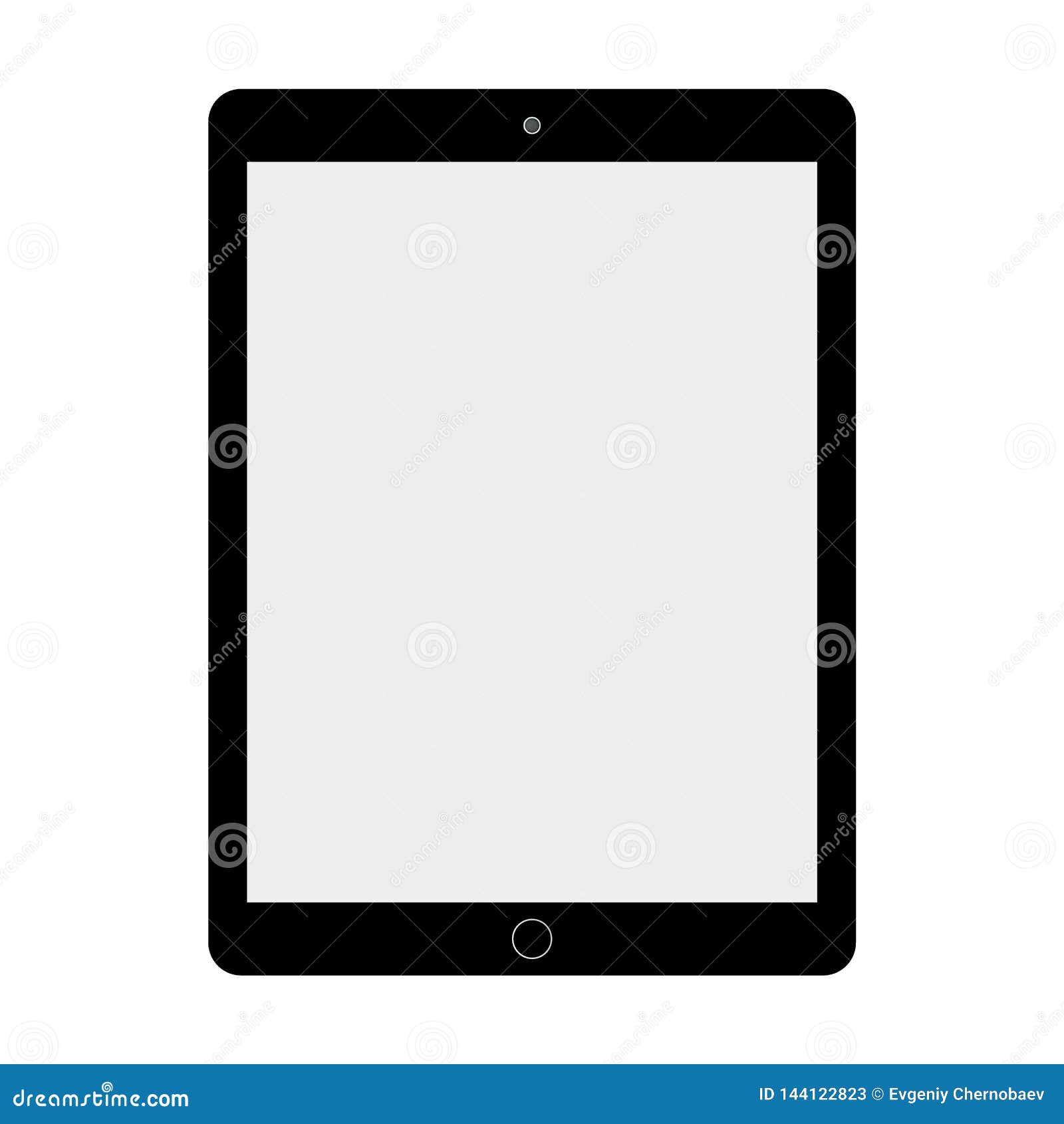 Black Tablet with Grey Screen on White Background. Tablet Flat Style ...