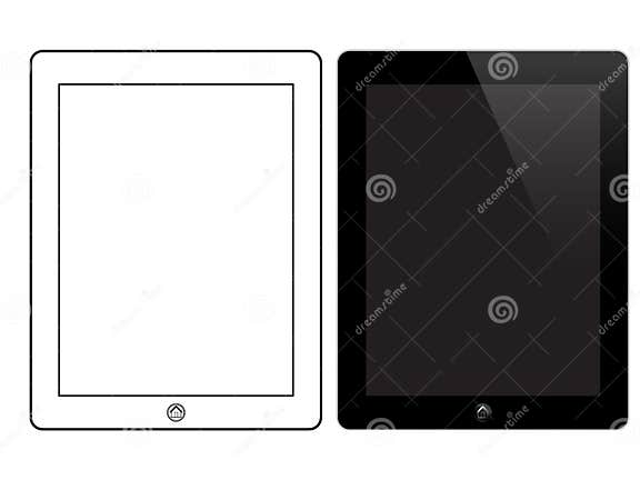 Black Tablet with Home Button Stock Illustration - Illustration of ...