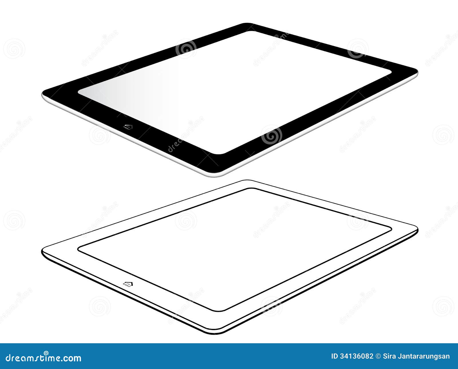 Black Tablet with Home Button Stock Illustration - Illustration of mini ...