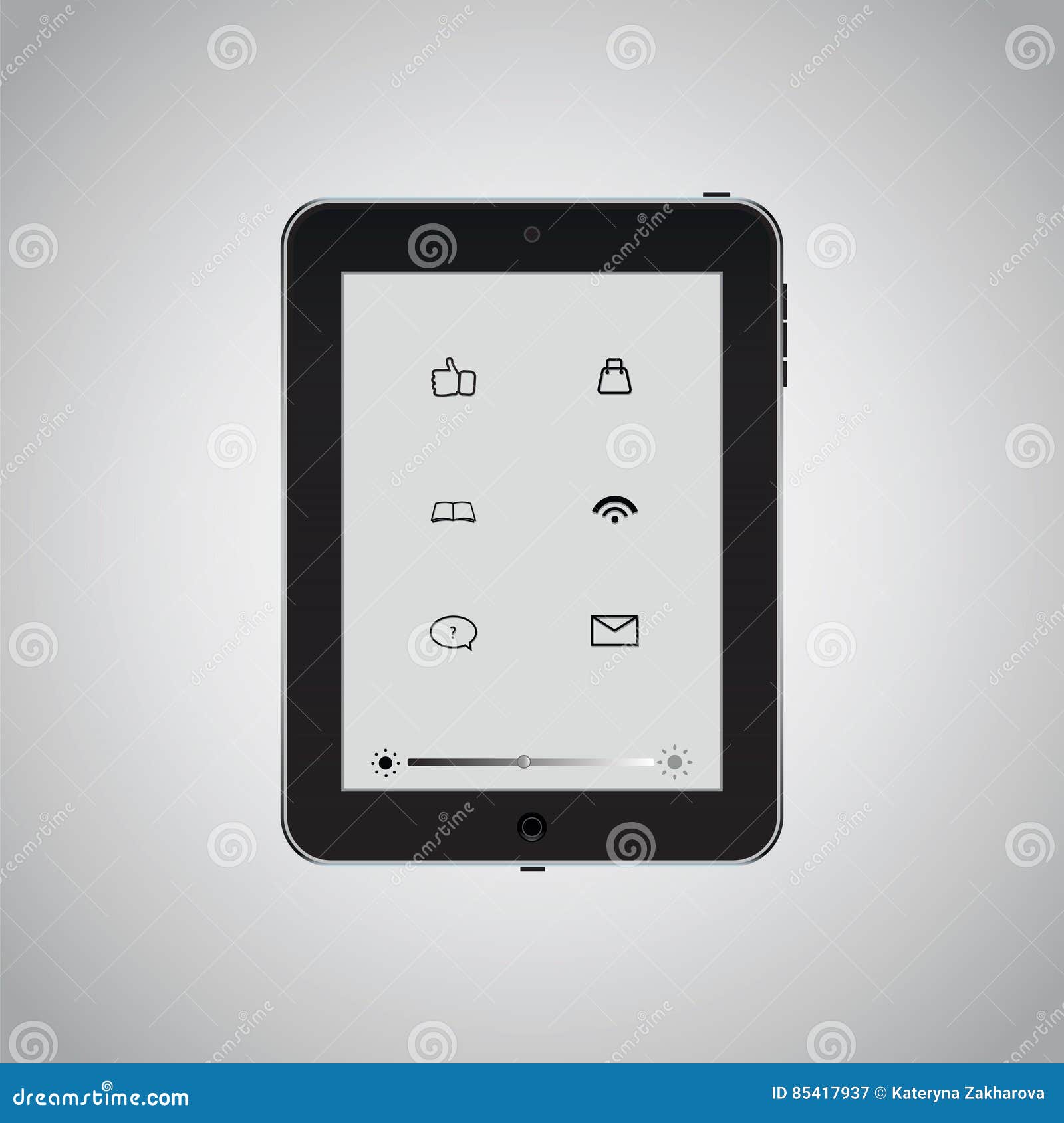 Black tablet with icon stock illustration. Illustration of business ...