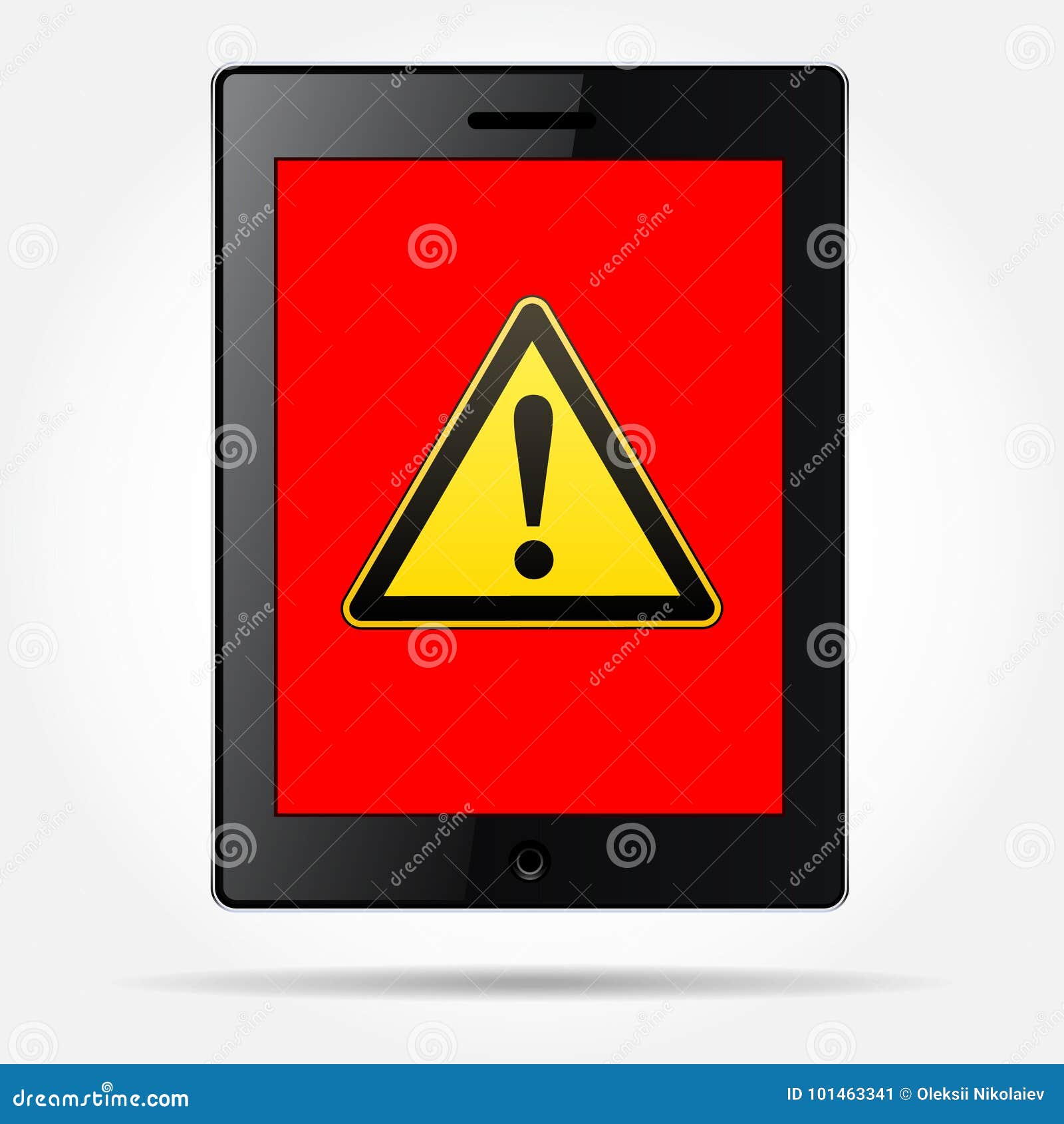 Black Tablet with Image of Sign of Danger. Caution - Danger Maintenance ...