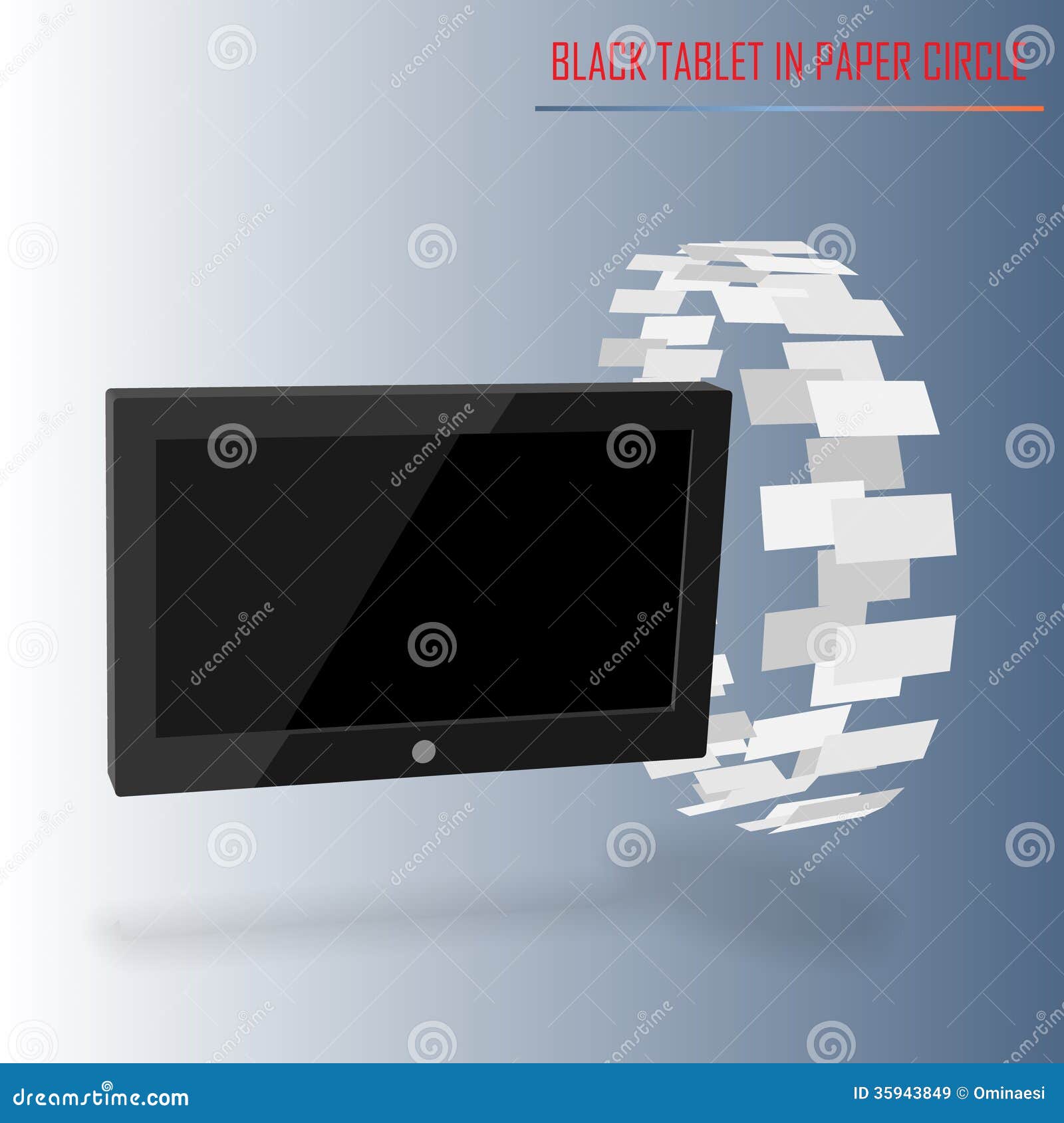 Black Tablet in Paper Circle Vector Stock Vector - Illustration of ...