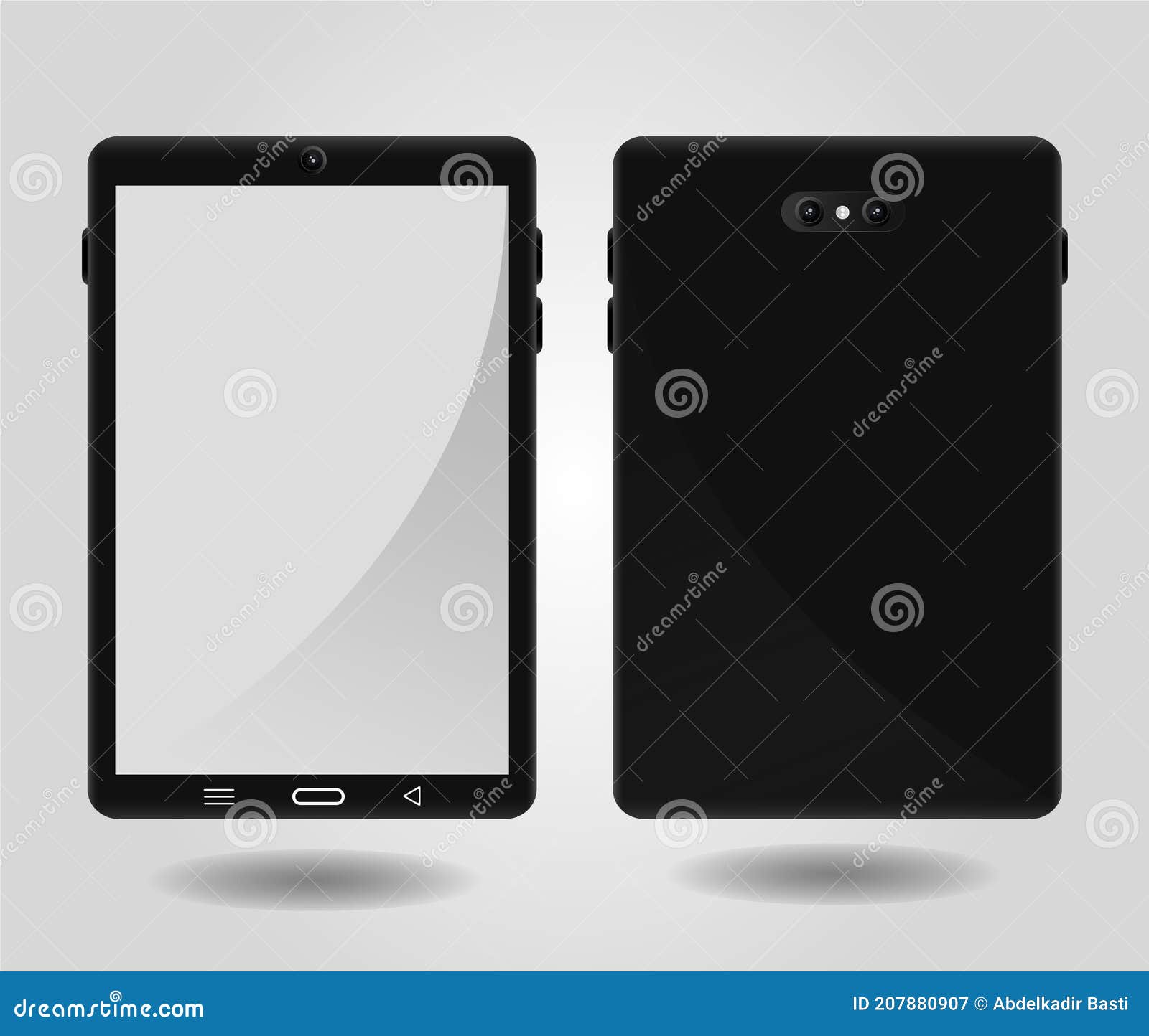 Black Tablet Templates with Front and Back Stock Vector - Illustration ...