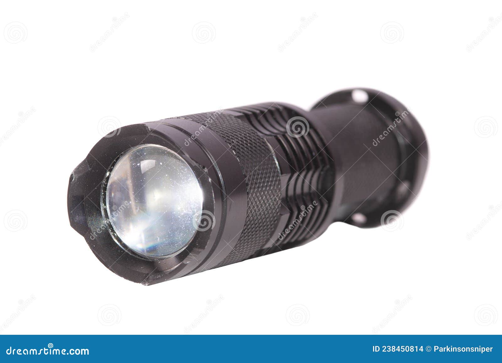 Black Tactical LED Flashlight Stock Photo - Image of isolated ...