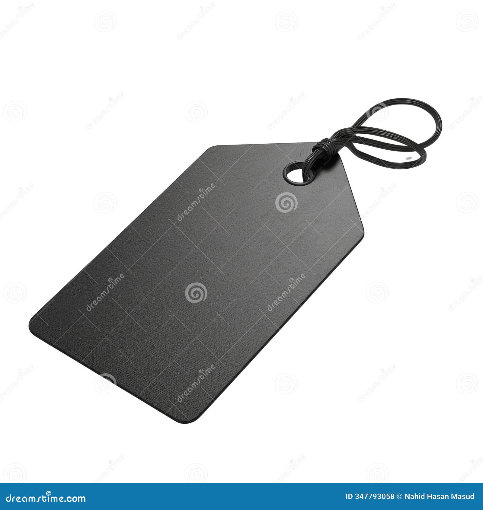 A Black Tag with a String Isolated on a White Background Stock ...