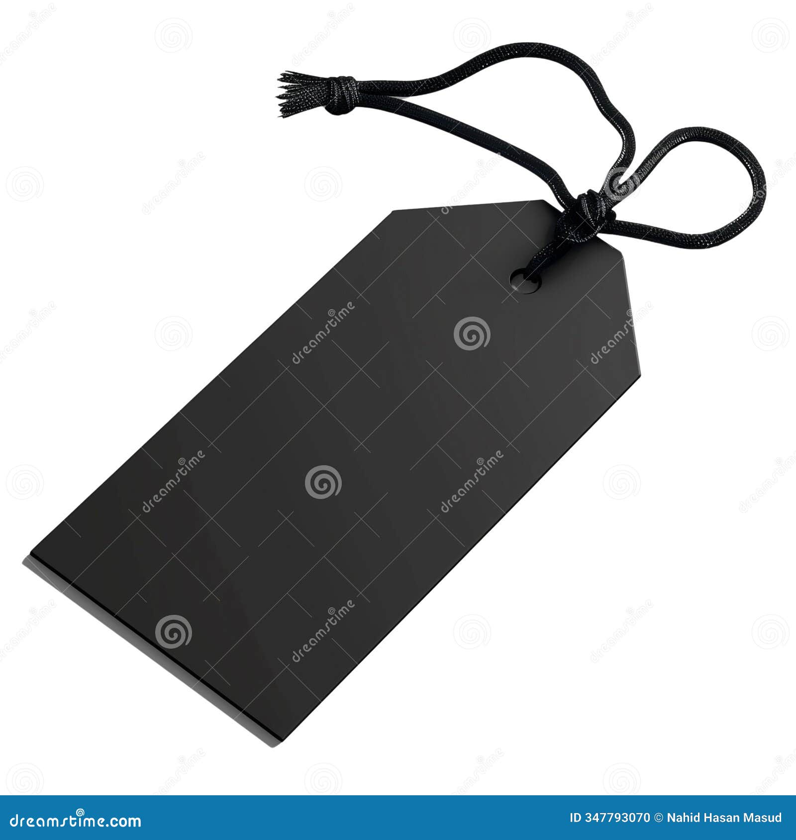 A Black Tag with a String Isolated on a White Background Stock ...