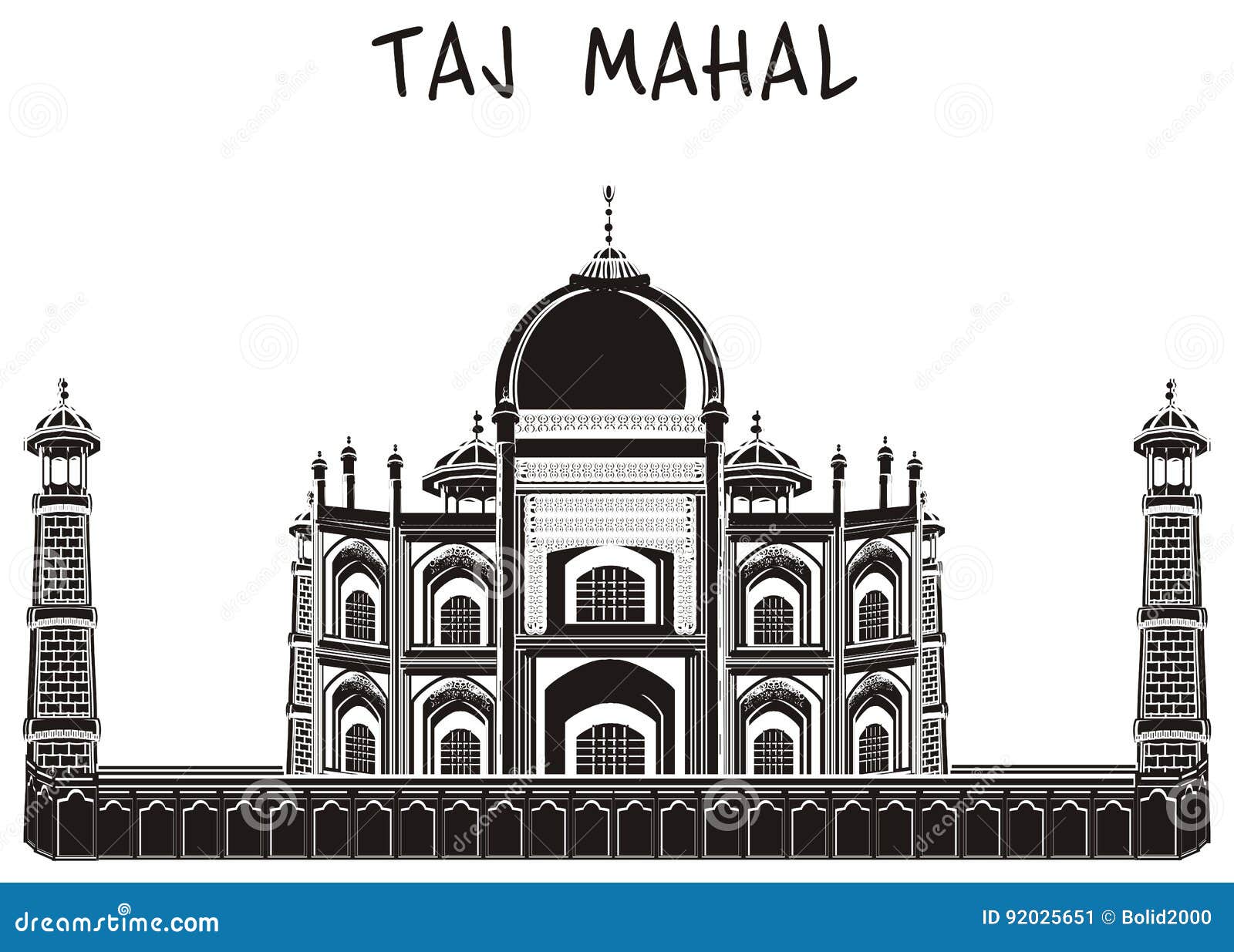 Black taj mahal stock illustration. Illustration of temple - 92025651