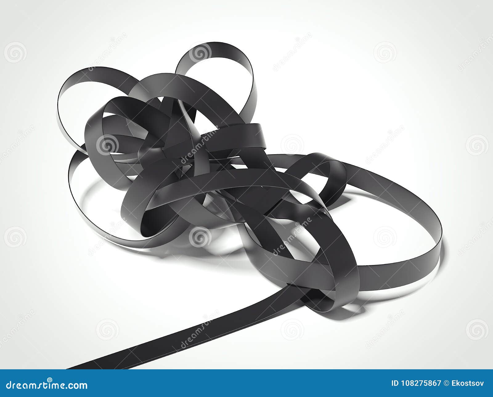 Black Tangled Ribbon. 3d Rendering Stock Illustration - Illustration of ...