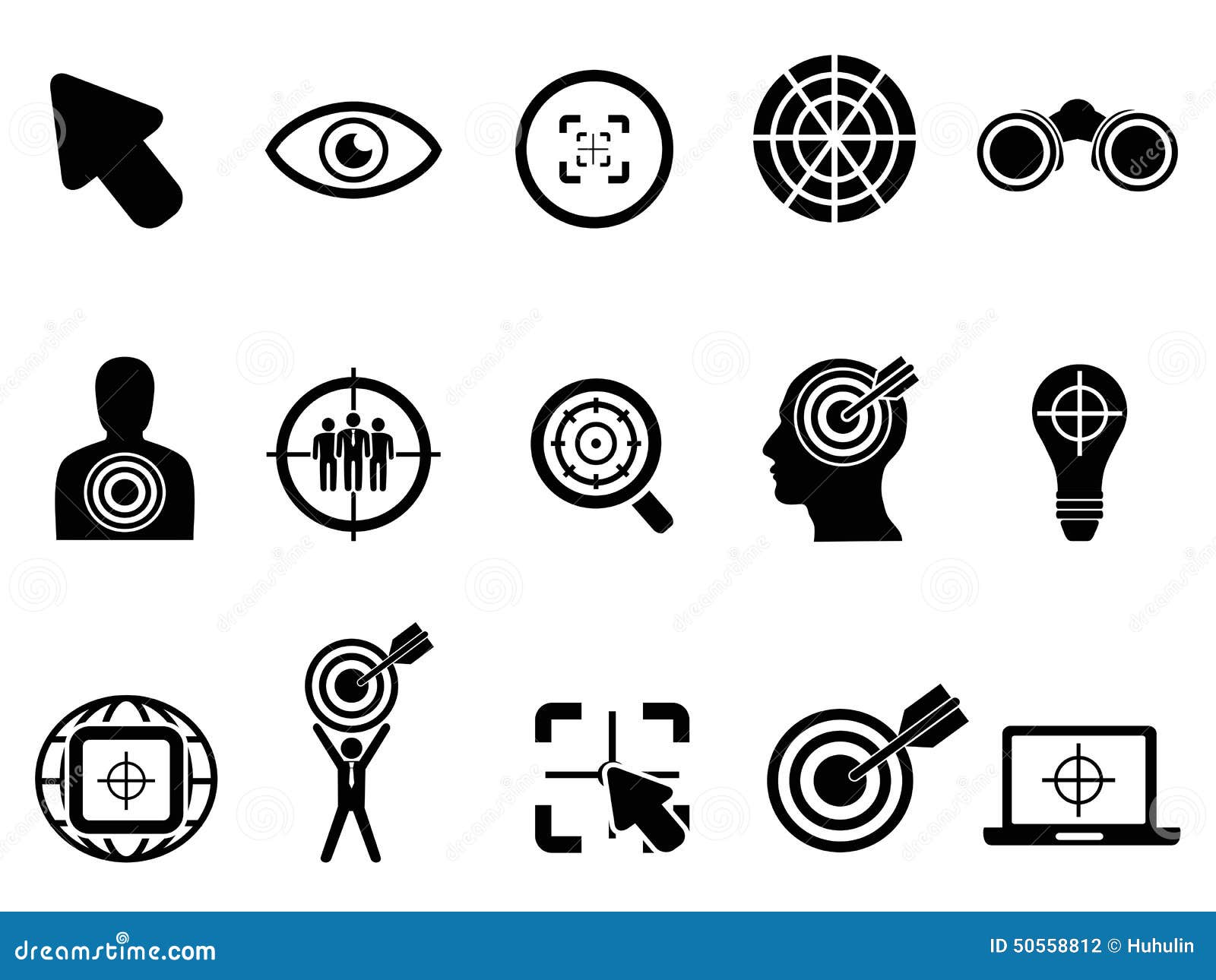 Target Icons. Dartboard With Goal. Accuracy Focus In Bullseye. Archery ...