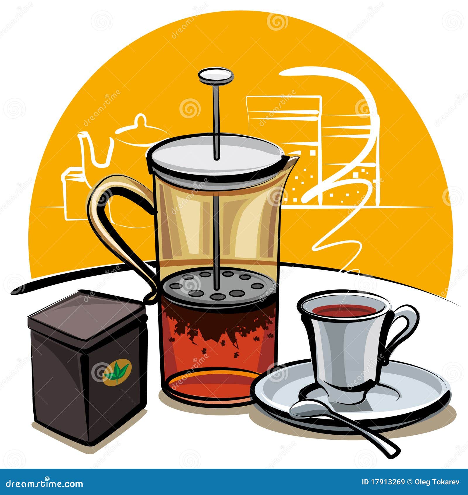 Black tea stock illustration. Illustration of herb, fresh - 17913269