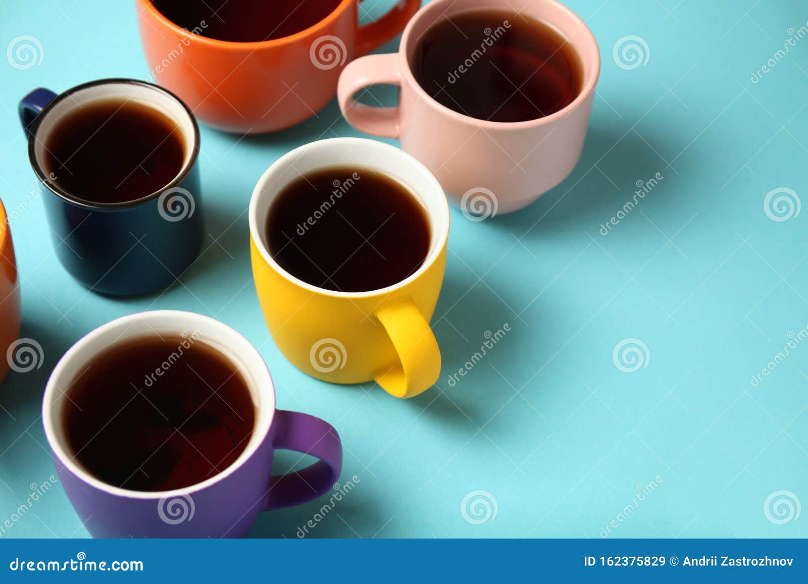Black Tea Coffee in Bright Cups, Office Break, Team Building Stock ...
