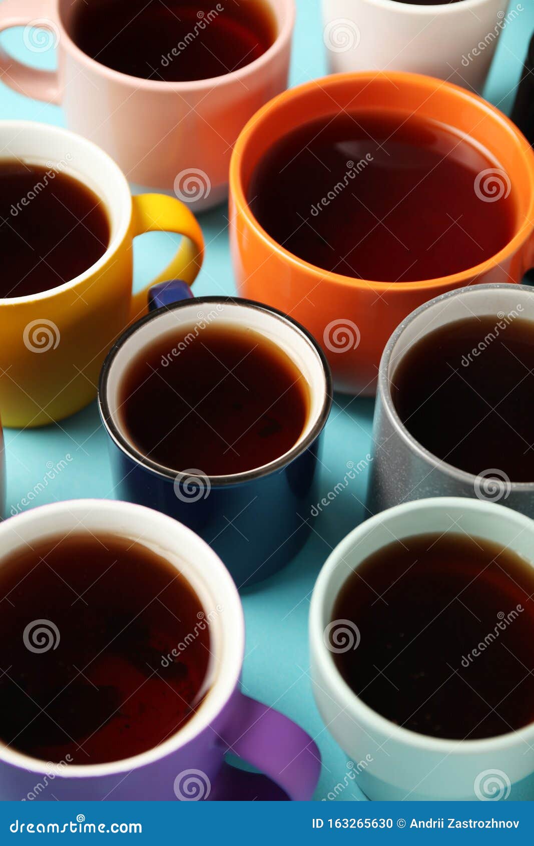 Black Tea Coffee in Bright Cups, Office Break, Team Building Stock ...