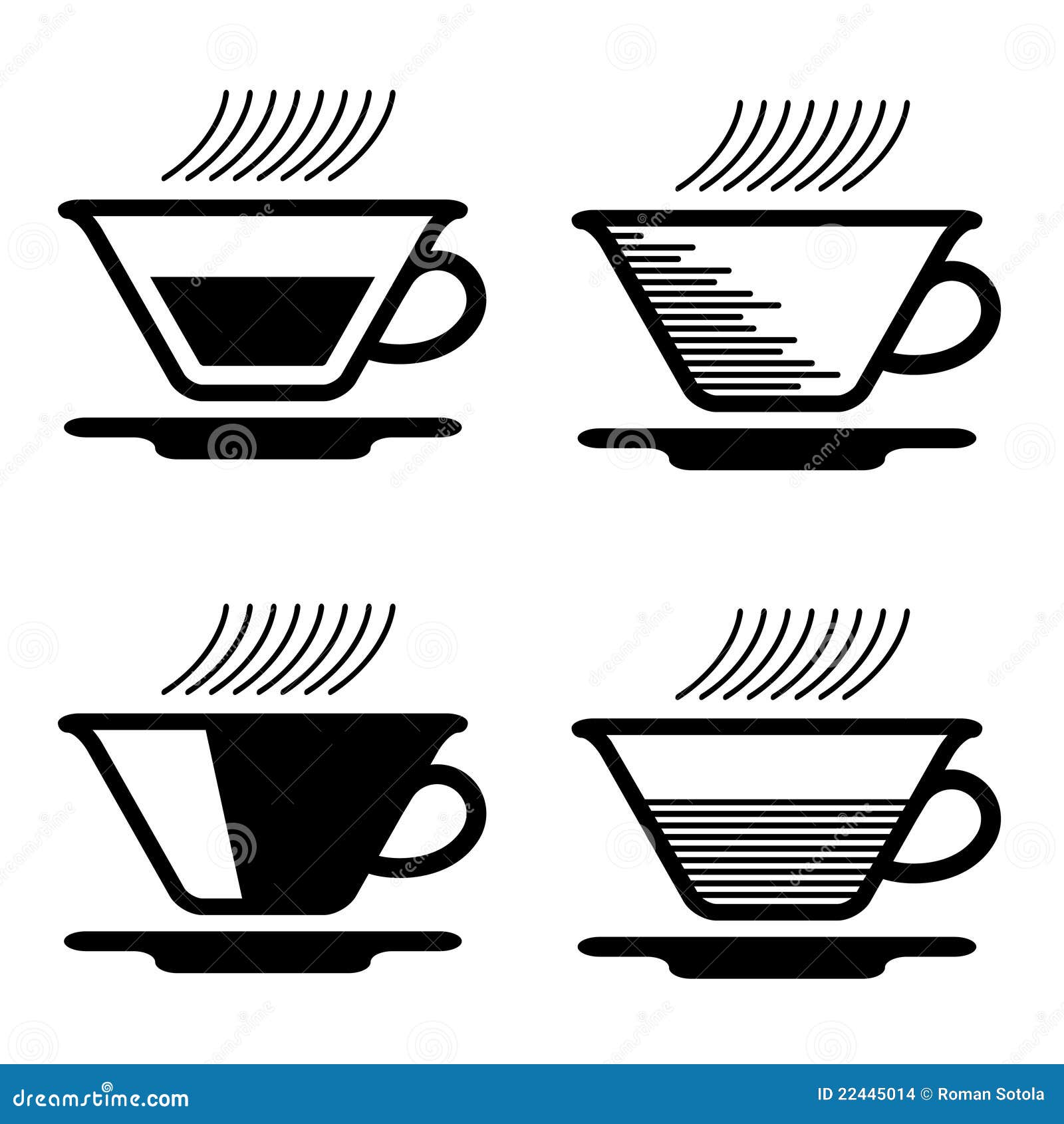 Black tea cup pictograms stock vector. Illustration of heat - 22445014