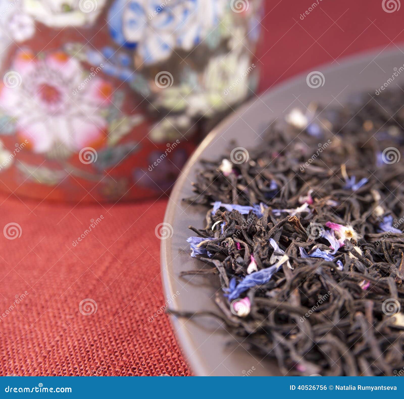 Black Tea with Flower Petals Stock Photo - Image of antioxidant, black ...