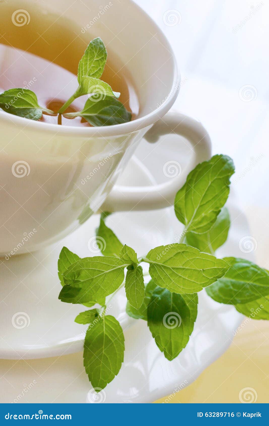 Black Tea with a Fresh Lemon and Mint Stock Photo - Image of food ...