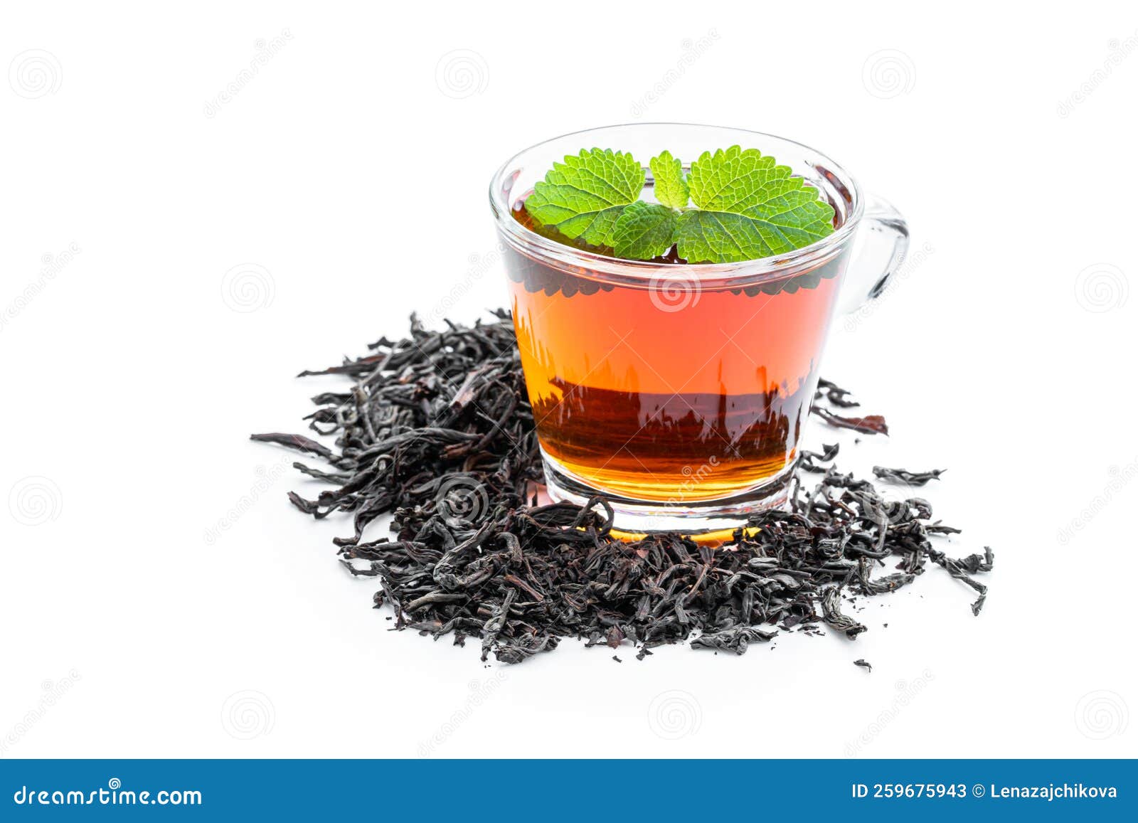 Black Tea in Glass Cup Isolated on White Stock Image - Image of glass ...