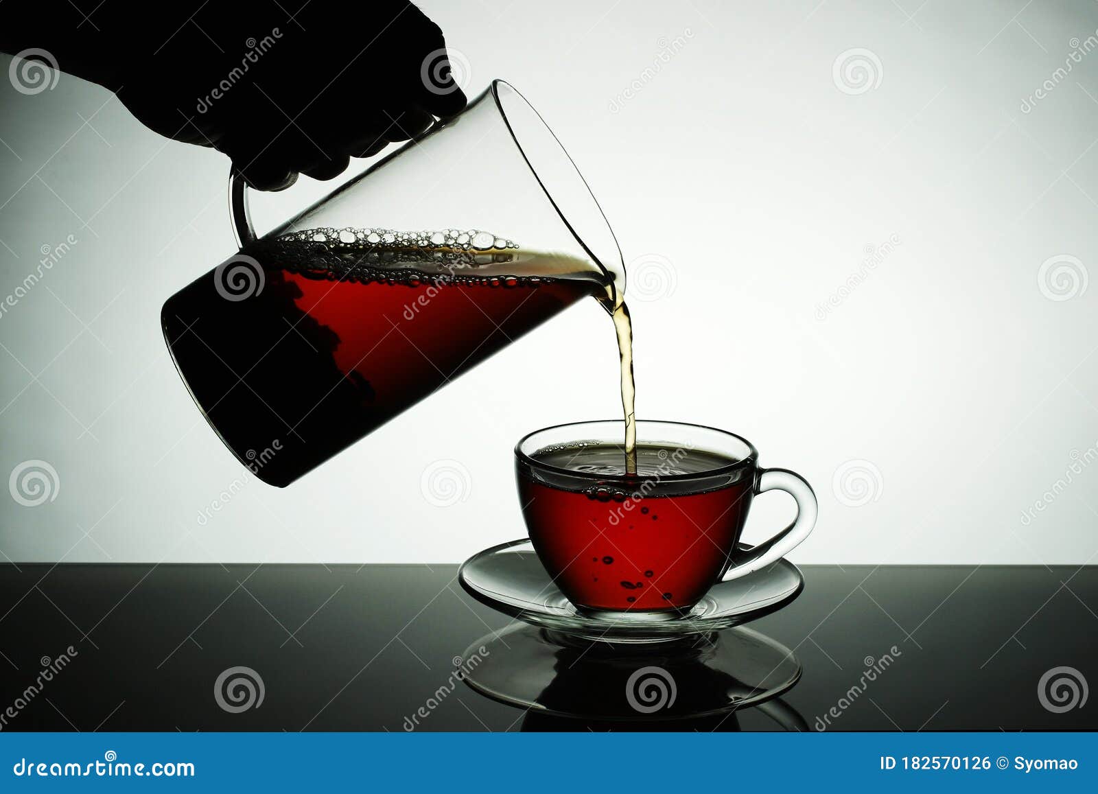 Black tea in a glass cup stock photo. Image of breakfast - 182570126