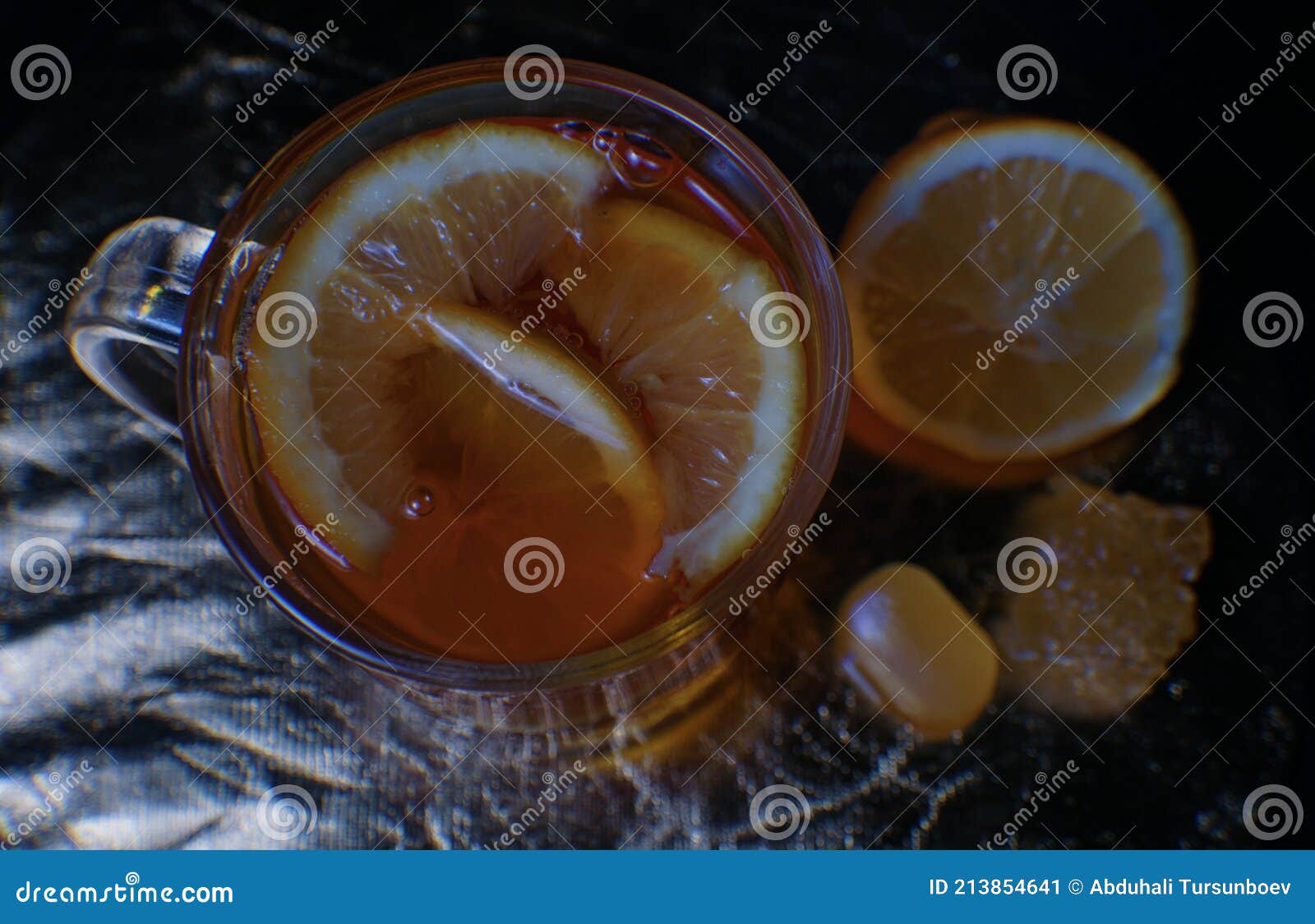 Black tea with lemon stock image. Image of lemon, beverage - 213854641