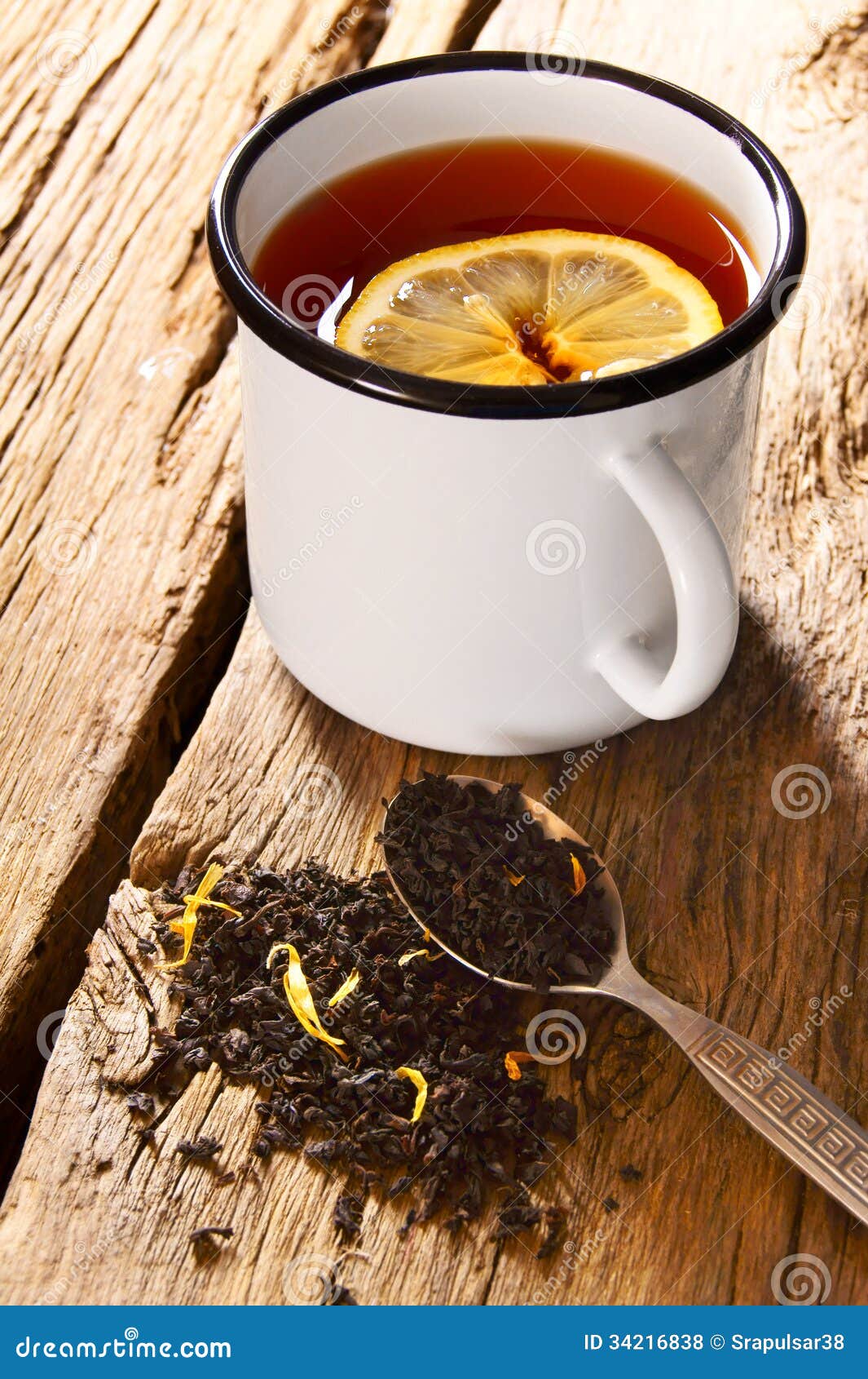 Black tea with lemon. stock photo. Image of leaf, asian - 34216838